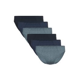 Slip Seidensticker "Slip 6er Pack", Herren, Gr. XL, bunt (schwarz, blau), Obermaterial: 95% Baumwolle CO. 5% Elasthan EL., Unterhosen Slip