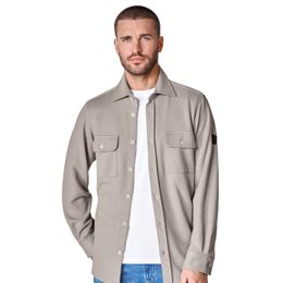 Langarmhemd Casamoda "Casamoda Hemdjacke uni", Herren, Gr. L, Normalgr&ouml;&szlig;en, beige, 63% Polyester, 33% Viskose, 4% Elasthan, unifarben, Hemden