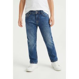5-Pocket-Jeans Tom Tailor "JOHN", Jungen, Gr. 134, N-Gr, blau (used mid stone blau), Denim/Jeans, Obermaterial: 99% Baumwolle, 1% Elasthan, unifarben, relaxed fit lang, Jeans 5-Pocket-Jeans, mit starker Waschung