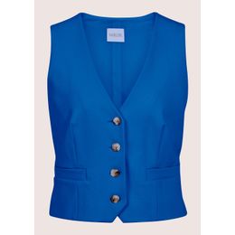 Madeleine Mode Kurzweste MADELEINE "Weste &Auml;rmellose Weste", Damen, Gr. 48, azurblau, Obermaterial: 65% Viskose CV. 30% Polyamid PA. 5% Elasthan EL., Modern, normal, V-Ausschnitt, Westen