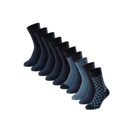Kurzsocken Schiesser "Socken Bluebird 10P 10er Pack", Herren, Gr. 39-42, blau (blau, blau, gemustert), Obermaterial: 77% Baumwolle CO. 22% Polyamid PA. 1% Elasthan EL., Socken