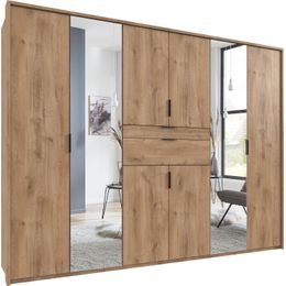 Dreht&uuml;renschrank wimex "Moldau Kleiderschrank mit Spiegel Schlafzimmerschrank", braun (plankeneiche nachbildung), B:270cm H:208cm T:58cm, Holzwerkstoff, Schr&auml;nke, Dreht&uuml;renschrank