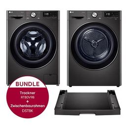 LG Schwarze Waschmaschine (10,5 kg, 1.600 U./Min.) und Trockner (8kg) im Set F6WV710P2S.RT80V9B F6WV710P2S.RT80V9B