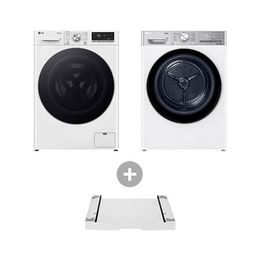 Waschmaschine Wei&szlig; (EEK A20%, 13 kg) F4WR7031 & Trockner Wei&szlig; (EEK C, 9 kg) RT90V9W & Zwischenbaurahmen f&uuml;r Waschmaschinen und Trockner I DSTWH F4WR7031.V9A2DST002