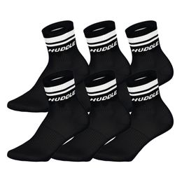 HUDDLE 6pk Short Crew Socks Double Stripe Unisex Socken