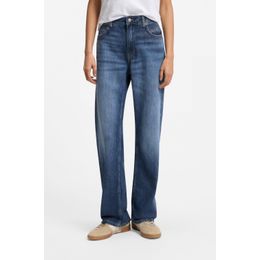 Straight-Jeans BOSS Orange "ADA HR 13.0 Premium Damenmode", Damen, Gr. 29, L&auml;nge 32, dunkelblau 402, Denim/Jeans, Obermaterial: 100% Baumwolle, unifarben, straight fit lang, Jeans Straight-Jeans, High Rise, locker geschnitten