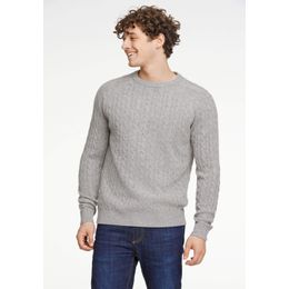 Strickpullover LINDBERGH "Strickpullover Relaxed Fit", Herren, Gr. M, grau (mid grau mel), Obermaterial: 80% Wolle, 20% Nylon, Rundhals, Pullover Strickpullover