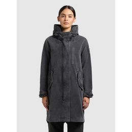 Kurzmantel Khujo "FREYA", Damen, Gr. L, schwarz, Twill, 100% Baumwolle, unifarben, regular fit ca. Mitte Oberschenkel, eingesetzt Manschette verstellbar, M&auml;ntel Kurzmantel