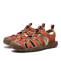 Sandale Keen "CLEARWATER CNX", Herren, Gr. 43, burnt brick, safari, Synthetik, Schuhe Sandale, waschbar,schnelltrocknend, Zehenschutz, sto&szlig;d&auml;mpfend