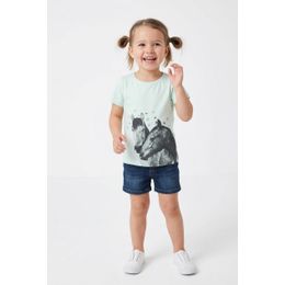 T-Shirt Blue Seven, M&auml;dchen, Gr. 98, hl t&uuml;rkis, Single Jersey, Obermaterial: 100% Baumwolle, bedruckt, unifarben, Basic normal, Rundhals, Shirts T-Shirt, mit tollen Pferdemotiven