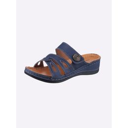 Pantolette Casual Looks, Damen, Gr. 36, marine, Glattleder, Leder, Basic, Schuhe Pantolette