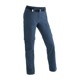 Outdoorhose Maier Sports "Inara slim zip", Damen, Gr. 20, Kurzgr&ouml;&szlig;en, blau (jeansblau), 90% Polyamid, 10% Elasthan, Hosen Outdoorhose, Damen Zip-Off Wanderhose, atmungsaktive Trekkinghose, Slim Fit