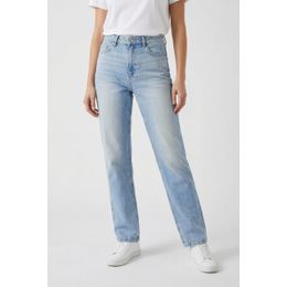 High-waist-Jeans Tally Weijl "SPADEPEPPER", Damen, Gr. 34, N-Gr, bleach indigo wash4, Denim/Jeans, Obermaterial: 69% Baumwolle, 30% Lyocell, 1% Elasthan, Abriebeffekte, straight fit lang, Jeans High-Waist-Jeans, Baumwollmischung, High-Waist mit geradem Beinverlauf