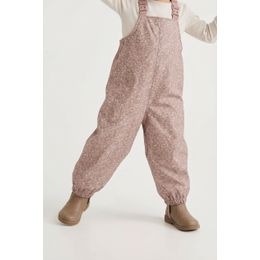 Regen- und Matschlatzhose Wheat "Charlo", M&auml;dchen, Gr. 128, N-Gr, powder flower meadow, Web, Obermaterial: 100% Polyester, gebl&uuml;mt, regular fit kn&ouml;chellang, Hosen, wasserdicht