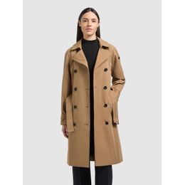 Trenchcoat Khujo "RULA2", Damen, Gr. L, mustard, Web, 65% Baumwolle, 35% Polyester, unifarben, regular fit h&uuml;ftlang, Raglan&auml;rmel abgesteppte Kante mit Kn&ouml;pfen, M&auml;ntel