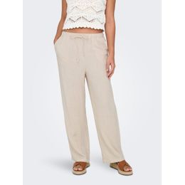 Schlupfhose Only "ONLSIESTA MW PULL-UP LINEN BL PNT NOOS", Damen, Gr. XL (42), L&auml;nge 32, wei&szlig; (moonbeam), Web, Obermaterial: 80% Viskose, 20% Leinen, unifarben, straight fit normal, Hosen Schlupfhose, Viskosemischung