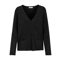 Strickjacke Clarina "WALTER", Damen, Gr. 36, schwarz, Obermaterial: 70% Viskose, 30% Polyamid., unifarben, comfort fit, V-Ausschnitt, Strickjacken Strickjacke, Viskose-Polyamid Mischung