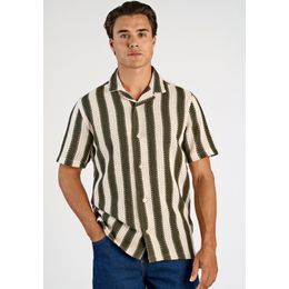 Flanellhemd LINDBERGH "Freizeithemd Relaxed Fit", Herren, Gr. L, Normalgr&ouml;&szlig;en, gr&uuml;n (dk khaki), Obermaterial: 55% Baumwolle, 45% Polyester, Hemden