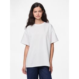 Kurzarmshirt Pieces "PCSKYLAR SS OVERSIZED TEE NOOS", Damen, Gr. S, wei&szlig; (hellwei&szlig;), Jersey, Obermaterial: 57% Polyester, 43% Baumwolle, unifarben, oversize normal, Rundhals, Shirts