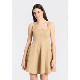 Minikleid HUGO BLUE "Kademe", Damen, Gr. 38, N-Gr, open beige 280, Twill, Obermaterial: 100% Baumwolle, unifarben, mini, R&uuml;ckenausschnitt, Kleider Minikleid, mit ausgestelltem Rockteil