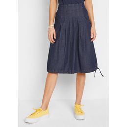 Jeansrock bonprix, Damen, Gr. 40, dunkelblau denim, Denim/Jeans, Obermaterial: 98% Baumwolle, 2% Elasthan, unifarben, Ballonform kniebedeckend, R&ouml;cke Jeansrock, hinten mit elastischem Bund, in Ballonform durch Kordelzug im Saum