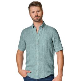 Kurzarmhemd Casamoda "Casamoda Leinenhemd Kurzarm uni", Herren, Gr. M, Normalgr&ouml;&szlig;en, blau (hellblau), 100% Leinen, unifarben, l&auml;ssig geschnitten, Hemden