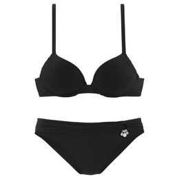 s.Oliver Set: Push-Up-Bikini 'Tonia' schwarz Gr. 38 Cup B. Mit Zierperlen. Mit B&uuml;gel
