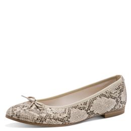 Ballerina Tamaris, Damen, Gr. 37, beige snake, Lederimitat, Textil, Reptilienpr&auml;gung, Schuhe Ballerina, Schlupfschuh, Fr&uuml;hlingsschuh, Businessschuh im Animal Look