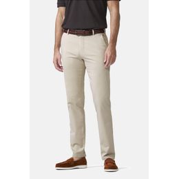 Chinos MEYER "NEW YORK Art.1-8130", Herren, Gr. 23, Normalgr&ouml;&szlig;en, beige, gemustert, 90% Baumwolle, 7% Kapok, 3% Elasthan, unifarben, regular fit lang, Hosen, mit buntgewebtem Innenfutter