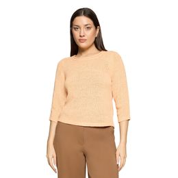 Strickpullover Betty Barclay "Damen mit 3/4 Arm", Damen, Gr. 38, peach, Strick, Obermaterial: 65% Polyacryl, 35% Polyamid, Basic, gerade normal, Rundhals, Pullover Strickpullover