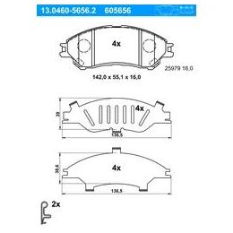 ATE Bremsbelagsatz, Scheibenbremse 13.0460-5656.2 vorne rechts links mit Zubeh&ouml;r f&uuml;r SUZUKI 55810-61M01-000 55810-61M00 55810-61M01