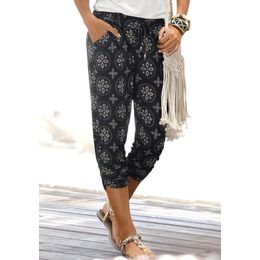 Lascana Strandcapri 'aus luftig-leichter Viskose mit Raffung am Bein' mehrfarbig Gr. 40 f&uuml;r Damen. Mit Allover-Druck. Figurumspielend