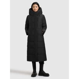 Steppmantel Khujo "SOULANI5 MATT", Damen, Gr. M, schwarz, 100% Polyester, unifarben, regular fit wadenlang, eingesetzt elastischer Bund mit Windstopper, M&auml;ntel Steppmantel