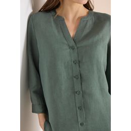 Longbluse Cecil, Damen, Gr. M (40), just khaki, Web, 55% Leinen, 45% Viskose, unifarben, klassisch normal, Rundhals, B&uuml;ndchen, Blusen Longbluse, mit 3/4 &Auml;rmeln