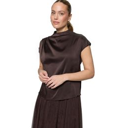 Satinbluse Zero "Damen mit Kragen", Damen, Gr. 34, chocolate plum, Satin, 96% Polyester 4% Elasthan, gl&auml;nzend, figurumspielend normal, Blusen