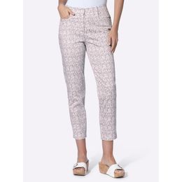 Webhose Heine, Damen, Gr. 48, Normalgr&ouml;&szlig;en, hellgrau, ecru, bedruckt, 98% Baumwolle, 2% Elasthan, gemustert, mehrfarbig, Hosen
