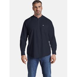 Langarmhemd Jan Vanderstorm "Stehkragenhemd KALLU", Herren, Gr. 6XL, weit, blau (dunkelblau), Obermaterial: 100% Baumwolle CO., unifarben, comfort fit normal, Hemden