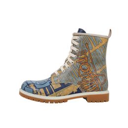 Schn&uuml;rboots DOGO "Long Boots Schn&uuml;rstiefel Robo Shibuya Damen Stiefeletten, Longe", Damen, Gr. 38, Normalschaft, gelb, Lederimitat, Schuhe Schn&uuml;rboots, Handgefertigt
