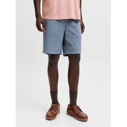 Jack & Jones Shorts JACK & JONES "JPSTJAIDEN CARTER WASH DOB SHORTS REG SN", Herren, Gr. L, N-Gr, flint stone, Web, Obermaterial: 98% Baumwolle, 2% Elasthan, unifarben, relaxed fit knielang, Hosen Shorts