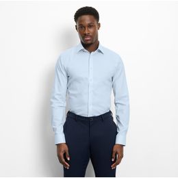 Langarmhemd OLYMP "No 6 six", Herren, Gr. 38, N-Gr, bleu, Web, Obermaterial: 97% Baumwolle, 3% Elastolefin, unifarben, sehr schmal normal, 2-Knopf-Manschette, Hemden, super slim, Kentkragen, Businesshemd
