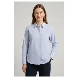 V&eacute;ro Moda Hemdbluse VERO MODA "VMINGE L/S SHIRT WVN BTQ", Damen, Gr. XS, palace blau stripes:snow wei&szlig;, Web, Obermaterial: 59% Baumwolle, 41% Polyester, gestreift, regular fit normal, Blusen Hemdbluse, mit Brusttasche