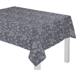 Tischdecke Adam "Flower Cuv&eacute;e Light" Gr. 9, blau (indigo), B:145cm L:250cm, Bio-Baumwolle, Tischdecken, Tischdecke, aus 100% Bio-Baumwolle