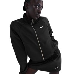 Trainingsjacke Nike Sportswear "W NSW NK WR POLY KNIT JKT", Damen, Gr. XL, schwarz, wei&szlig;, Interlock, Obermaterial: 96% Polyester, 4% Elasthan, unifarben, Basic normal, B&uuml;ndchen, Jacken Trainingsjacke, sportlicher Stil, mit Stehkragen, wasserabweisend, windabweisend
