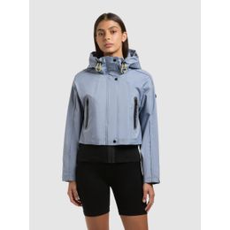 Blouson Khujo "AMELIA", Damen, Gr. S, misty blau, Web, 100% Polyester, leicht gl&auml;nzend, regular fit, eingesetzt Rippstrickb&uuml;ndchen mit Windstopper, Jacken Blouson