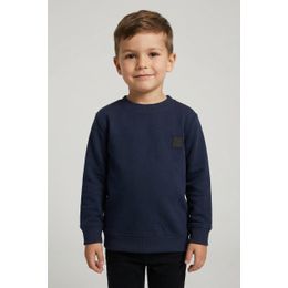 Sweatshirt Tom Tailor, Jungen, Gr. 128/134, blau (sky captain blau), Sweatware, Obermaterial: 70% Baumwolle, 30% Polyester, unifarben, regular fit taillenbedeckt, Rundhals, Rippb&uuml;ndchen, Sweatshirts Sweatshirt, mit Logo Stickerei