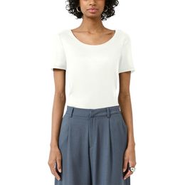 Kurzarmshirt QS, Damen, Gr. M (38), wei&szlig;, Jersey, Obermaterial: 94% Polyamid, 6% Elasthan, unifarben, k&ouml;rpernah h&uuml;ftbedeckend, tiefer Rundhals, Shirts, mit tiefem Rundhals