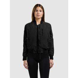 Bomberjacke Khujo "ZARIA", Damen, Gr. L, schwarz, Web, 100% Nylon, regular fit ca. Mitte Oberschenkel, eingesetzt angesetztes B&uuml;ndchen, Jacken Bomberjacke
