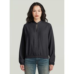 G-Star Raw Langarmshirt G-STAR "Stand Up Collar Shirt", Damen, Gr. M, dk schwarz gd, Obermaterial: 90% Viskose, 10% Polyester, Shirts Langarmshirt