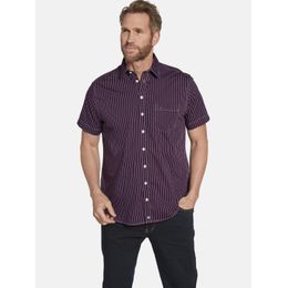 Streifenhemd Jan Vanderstorm "Streifenhemd PERTTU", Herren, Gr. 5 XL, weit, lila (dunkellila), Obermaterial: 100% Baumwolle CO., gestreift, comfort fit normal, Hemden