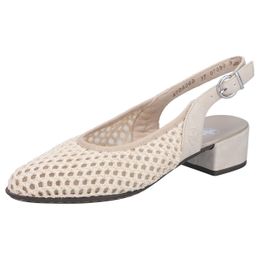 Slingsandale Rieker, Damen, Gr. 42, beige (creme), Lederimitat, Textil, festlich, Schuhe, Sommerschuh, Festtagsschuh, Blockabsatz, mit Riemchen